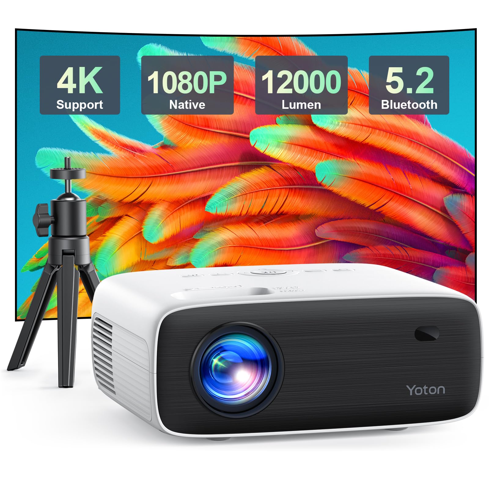 【Native 1080P】 YOTON Projector, Bluetooth Projector 4K Support, 12000 ...