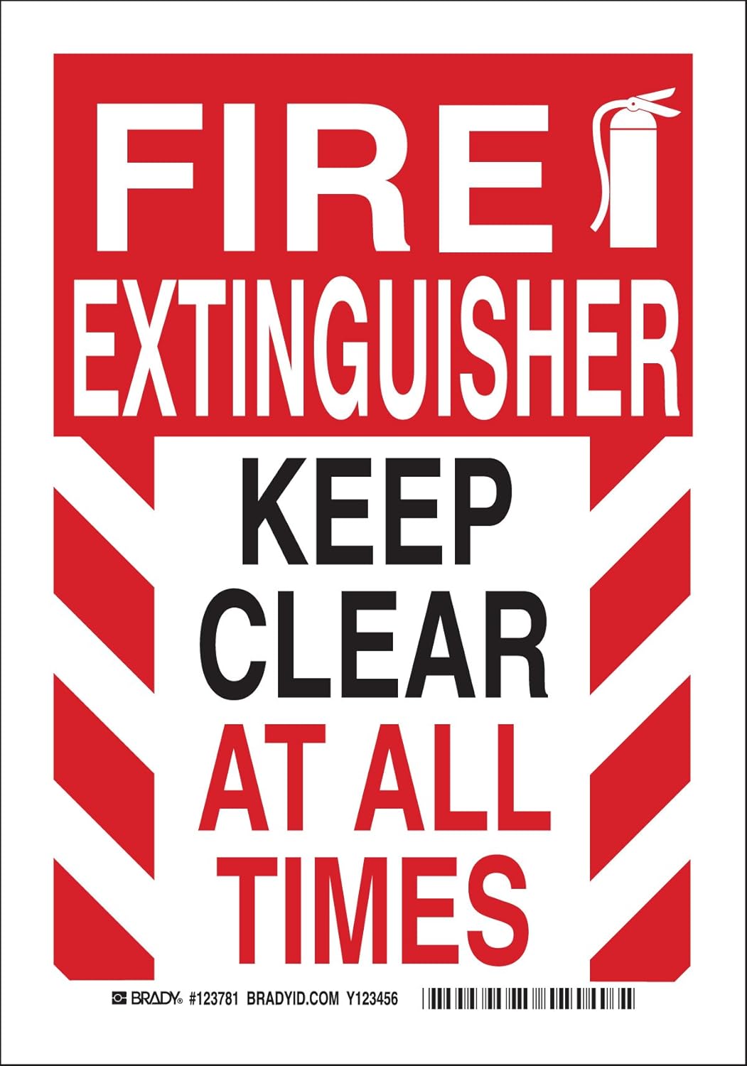 Brady 123781 Fire Safety Sign, Legend "Fire Extinguisher Keep Clear at ...