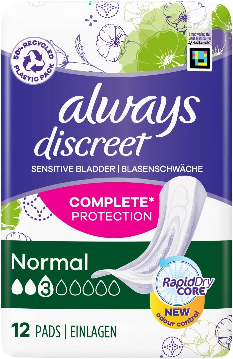 Always Discreet Incontinence Pads Normal, 12 Pads : Amazon.co.uk ...