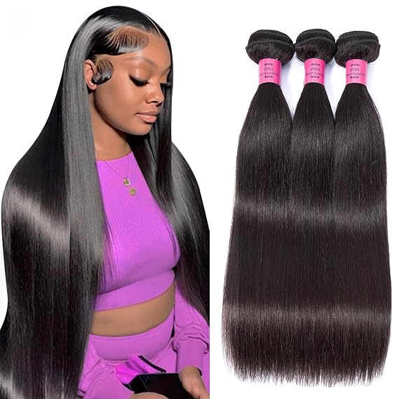 Amazon.com : Wiilm12A Straight Human Hair 3 Bundles 100% Raw Bundles ...