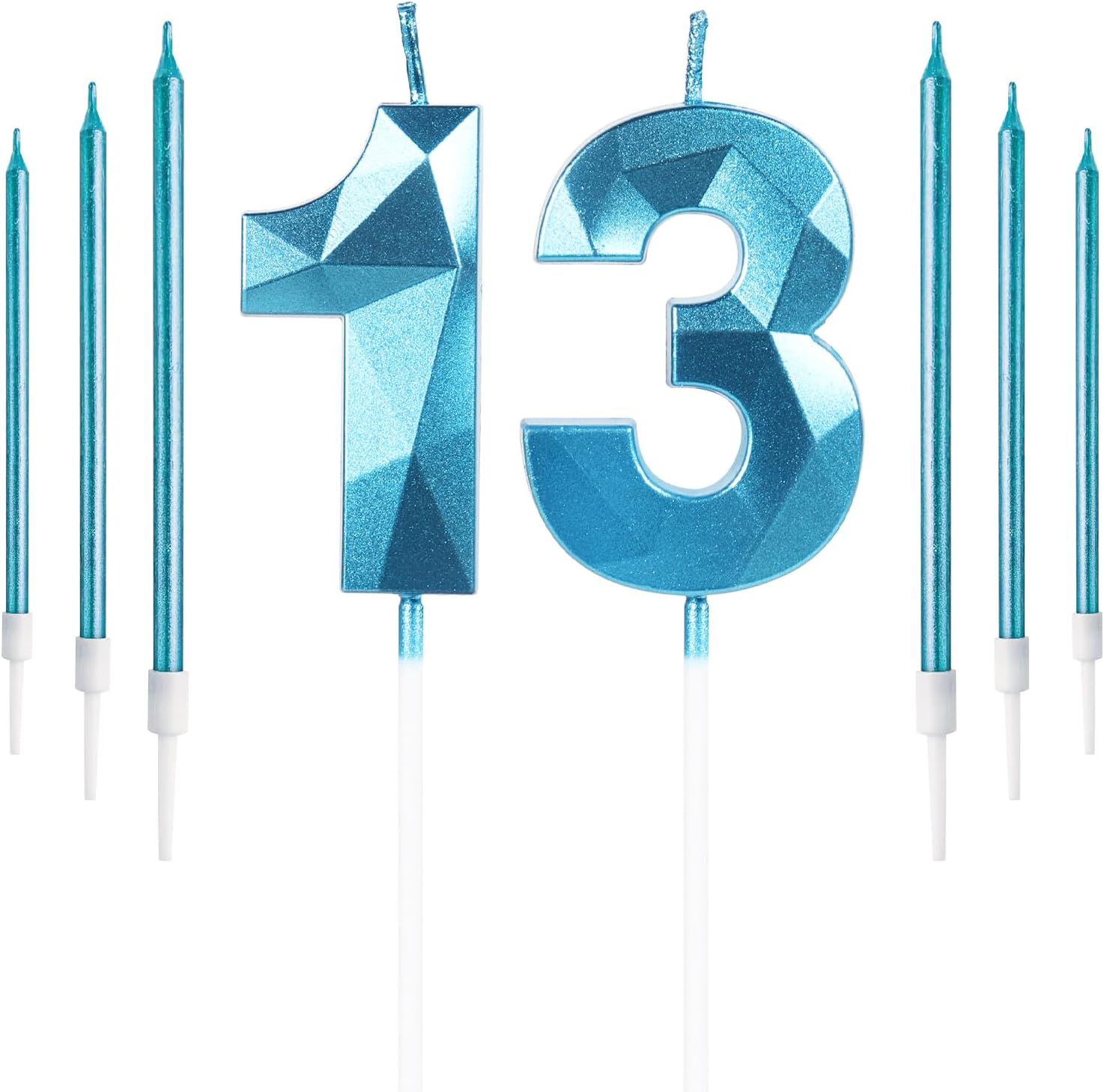Amazon.com: Blue Birthday Candles Number 13 Candle with 6pcs Long ...