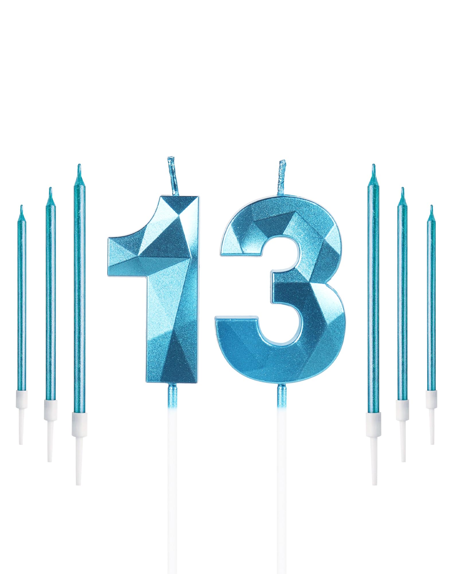 Amazon.com: Blue Birthday Candles Number 13 Candle with 6pcs Long ...