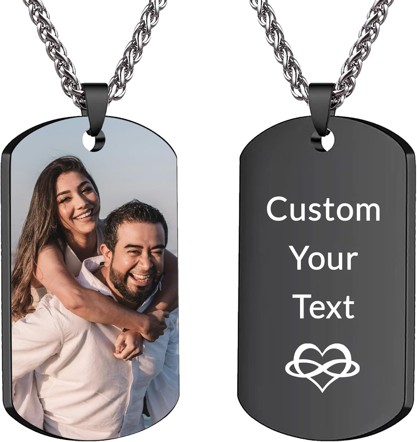 douyinsi Personalized Custom Dog Tag Necklace With Picture, Double Side ...