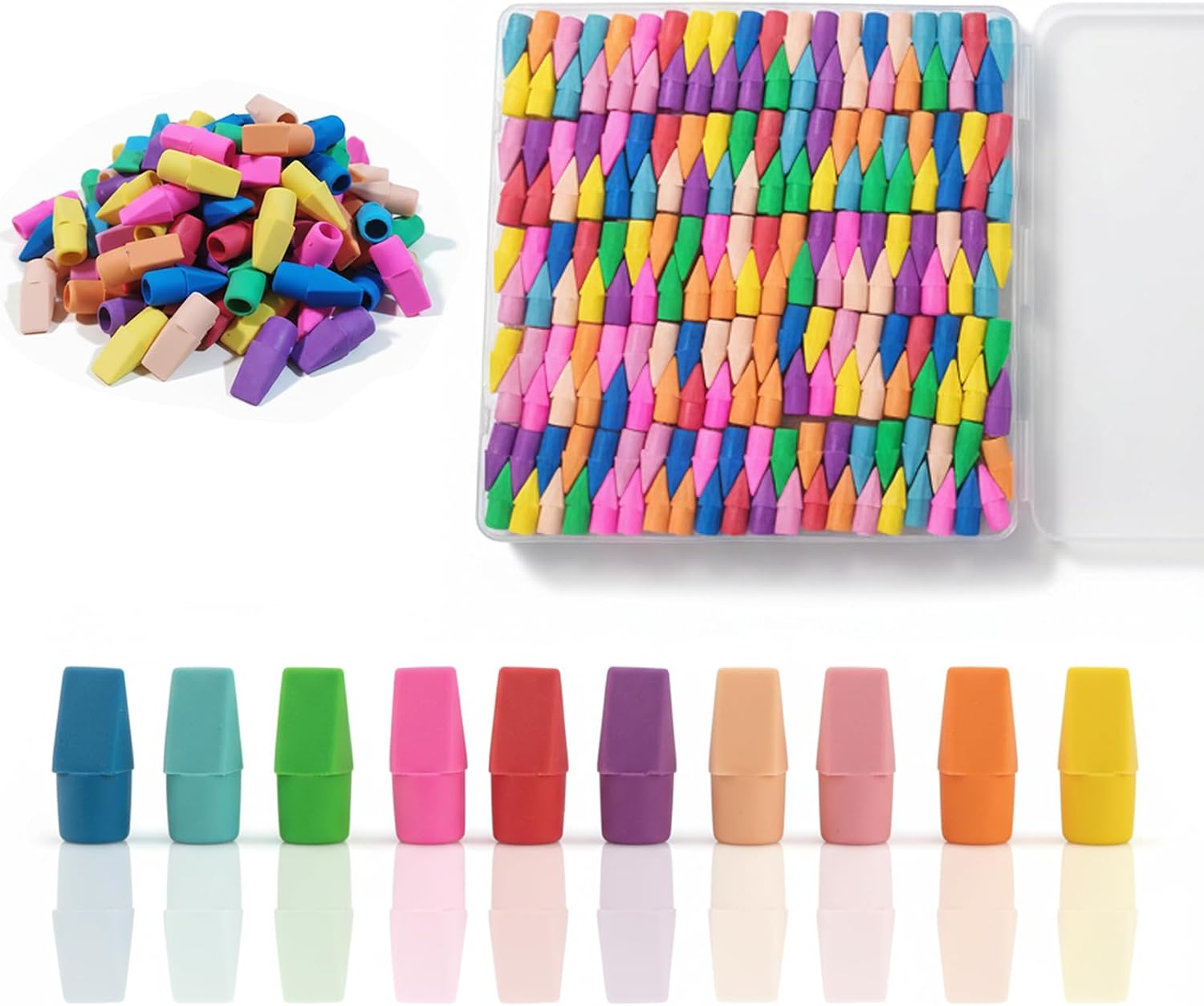 Amazon.com: 195PCS Pencil Top Erasers, Latex Free Chisel Shape Top ...