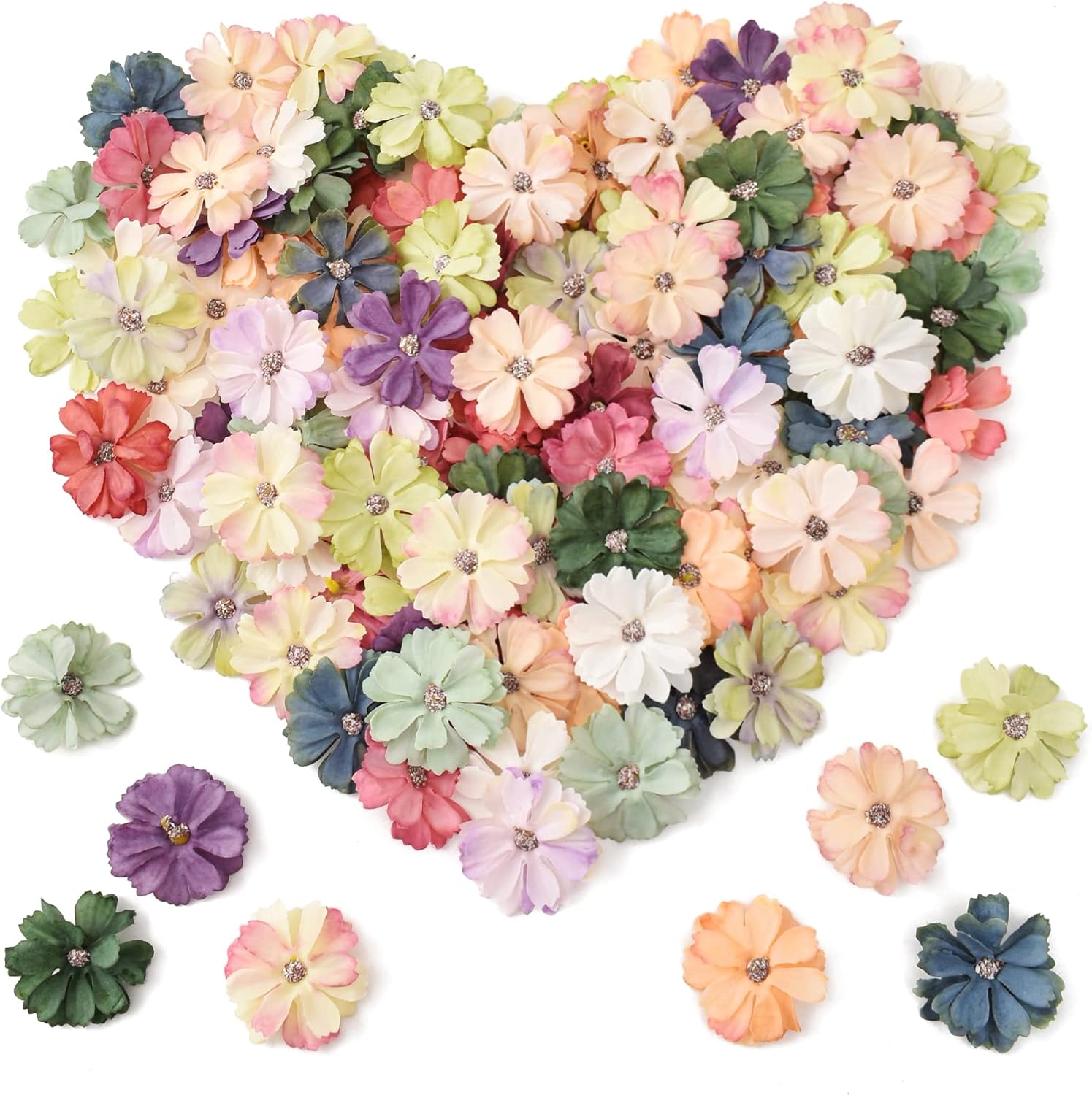 HUIANER 50PCS Artificial Daisy Heads, Small Silk Sunny Flower Mini Fake ...