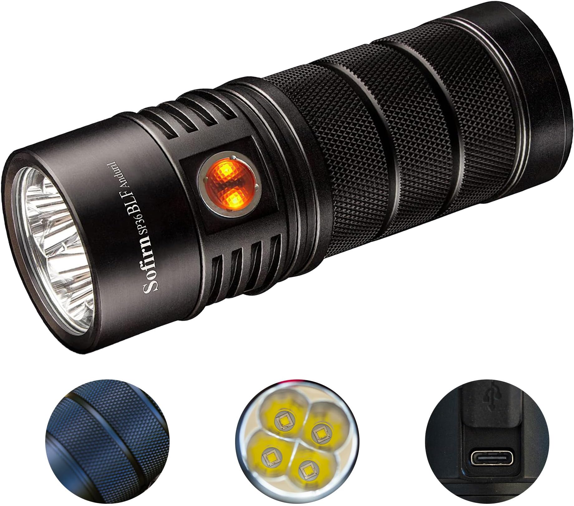 sofirn Rechargeable Flashlight EDC, SP36 BLF Ultra Bright Flash Light ...
