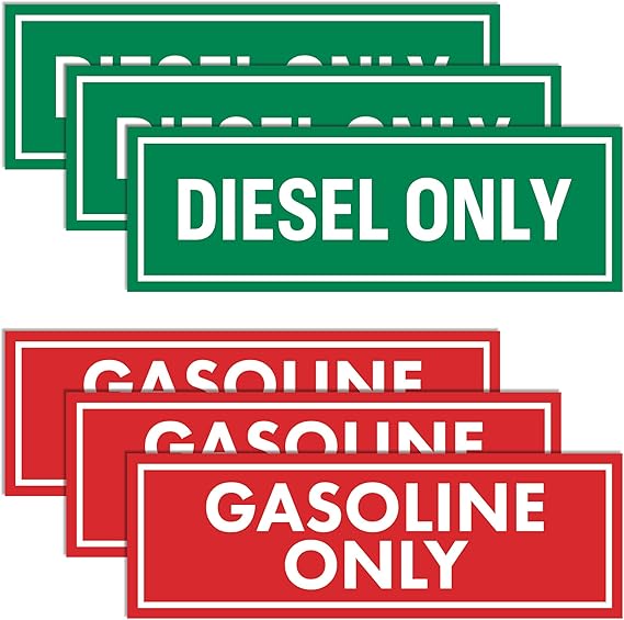 Amazon.com - Sutter Signs 6pc Diesel Only & Gasoline Only Stickers for ...