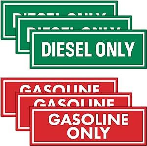 Sutter Signs 6pc Diesel Only & Gasoline Only Stickers for Fuel Tank ...