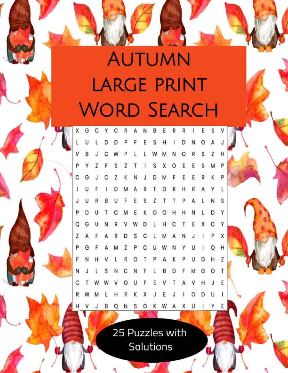 Autumn Large Print Word Search GNOMES 8.5"x11", 32 Pages, 25 Puzzles ...