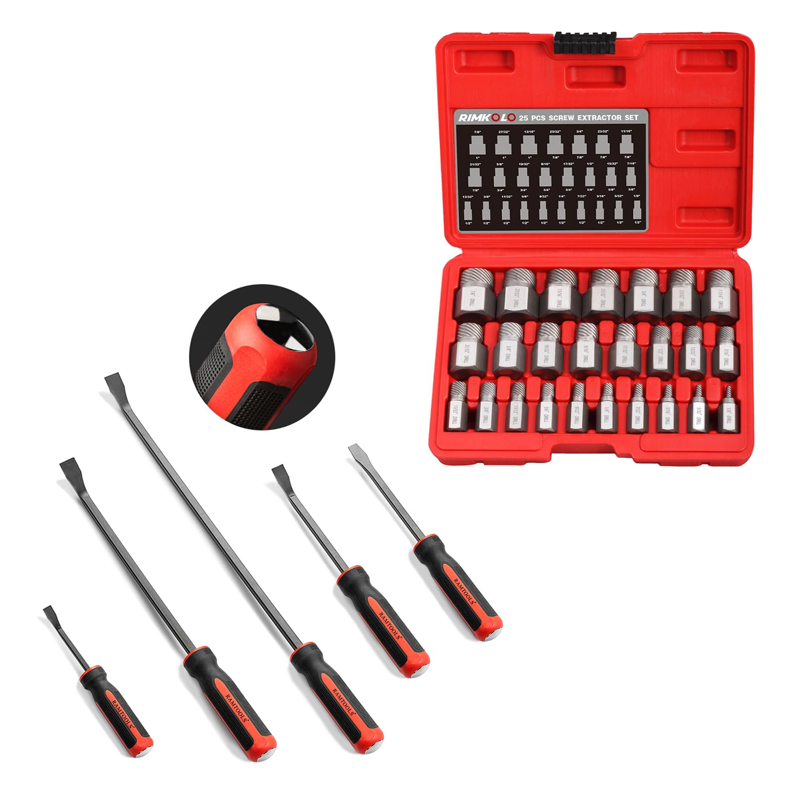 RIMKOLO 25-Piece Screw Extractor Set & 5-Piece Pry Bar Set - Amazon.com