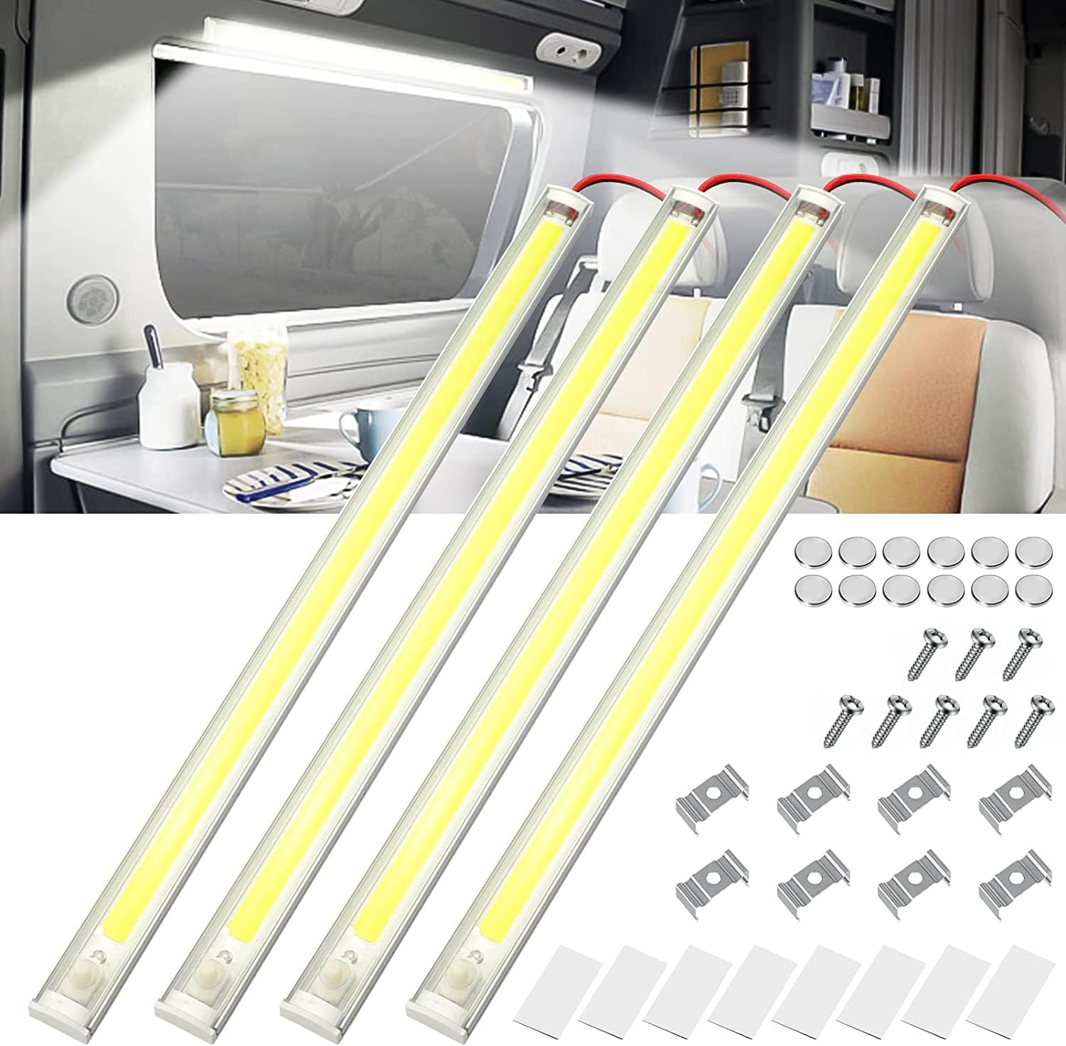 Linkstyle 12V Interior LED Light Bar, 108 LEDs COB Chips 10W 1400LM ...