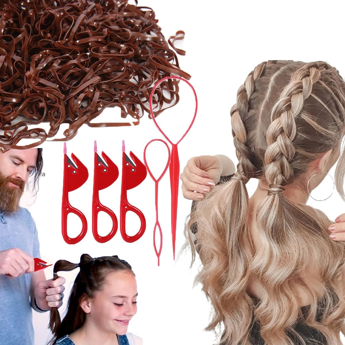 Amazon.com : Vrose Flosi Topsy Tail Hair Tool Hair Pull Through Tool ...