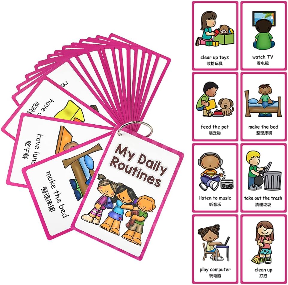 Amazon.com: Lachilly My Daily Routines Flashcards, Visual Schedule for ...