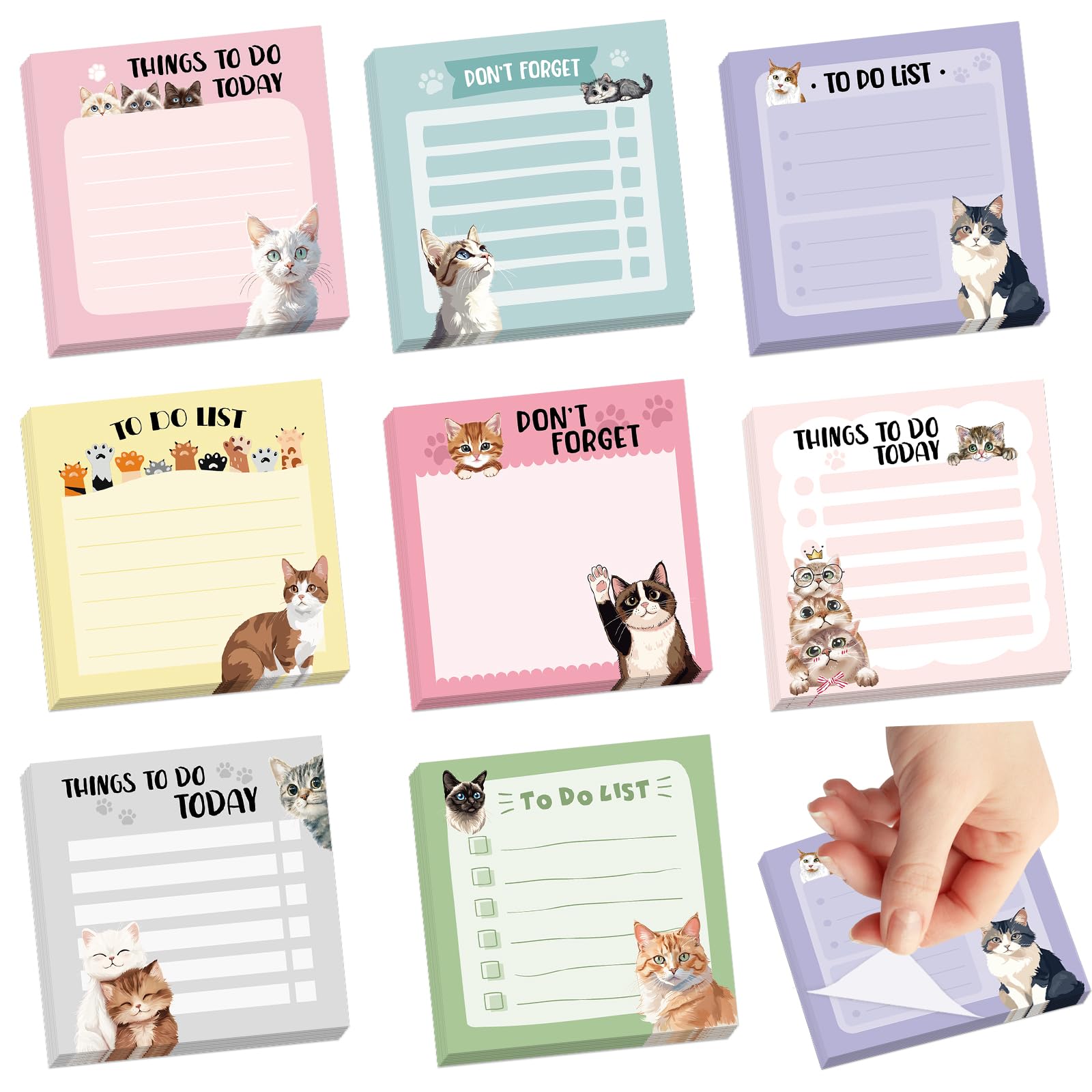 Amazon.com : 600Pcs Cat Sticky Notes, Funny Cat to Do List Notepad Cat ...