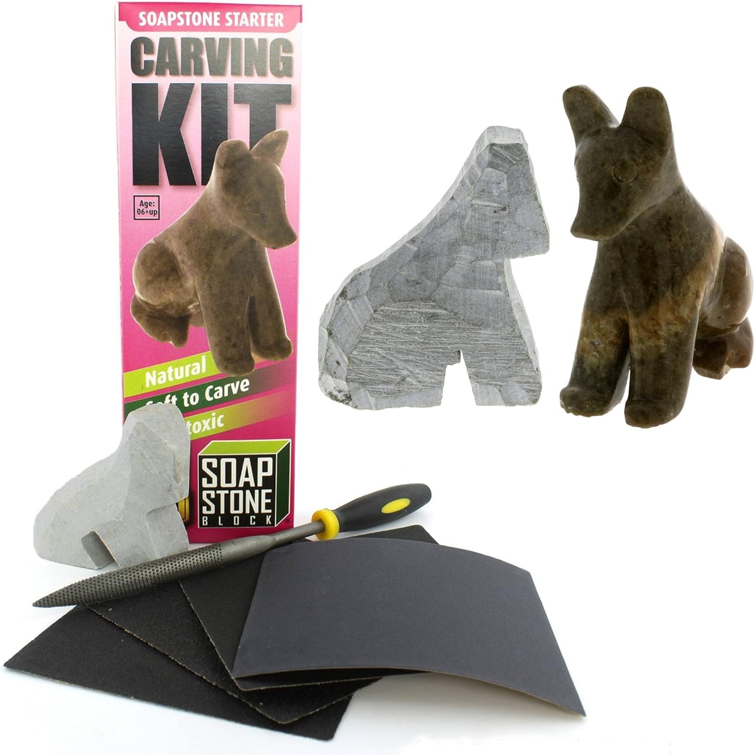 Stonebridge Imports Soapstone Carving Kit - 6 Pcs Includes One Block ...