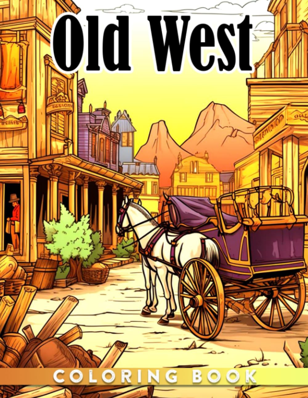 Amazon.com: Old West Coloring Book: Easy Coloring Pages With Horses ...