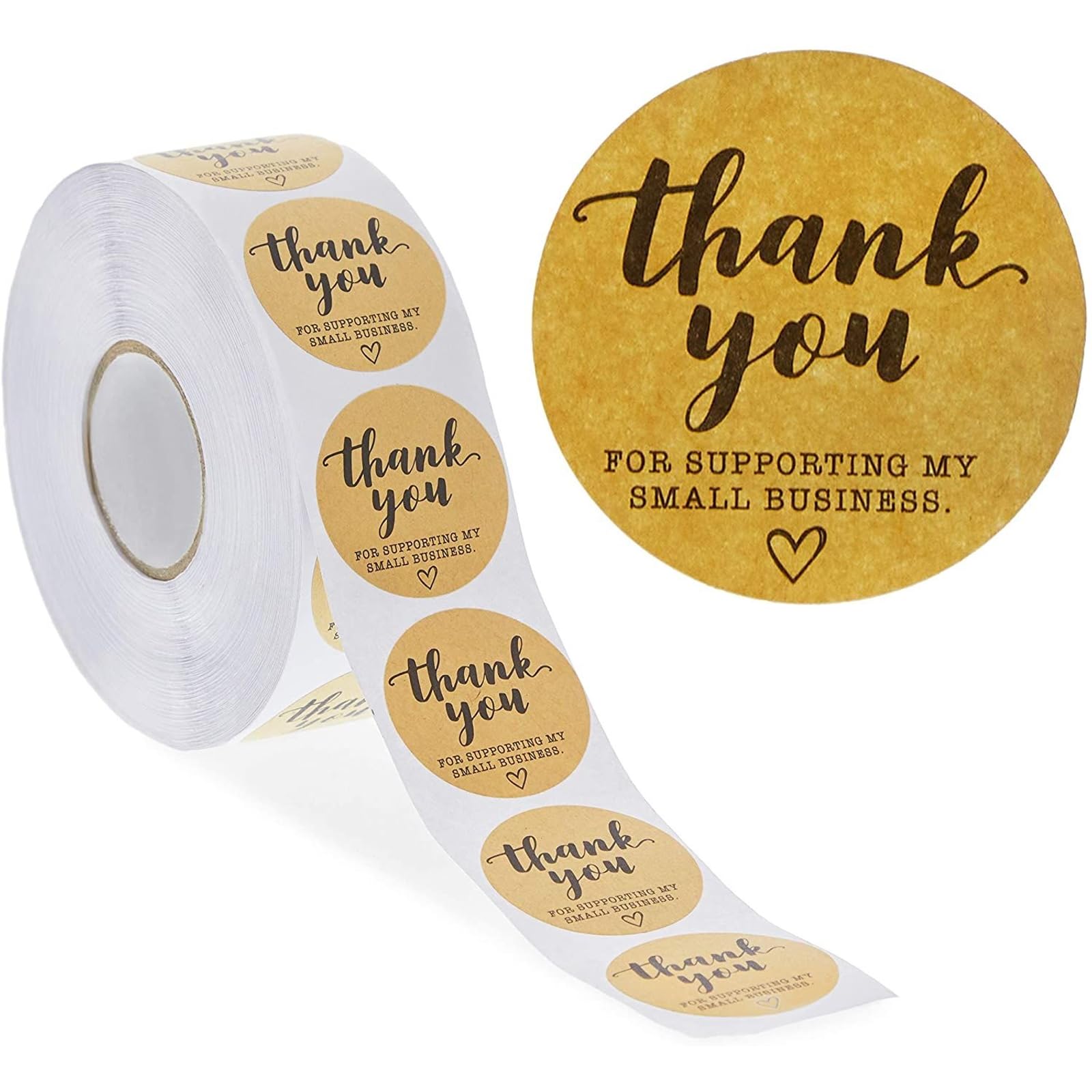 Snapklik.com : Stockroom Plus Kraft Sticker Roll, Thank You For ...