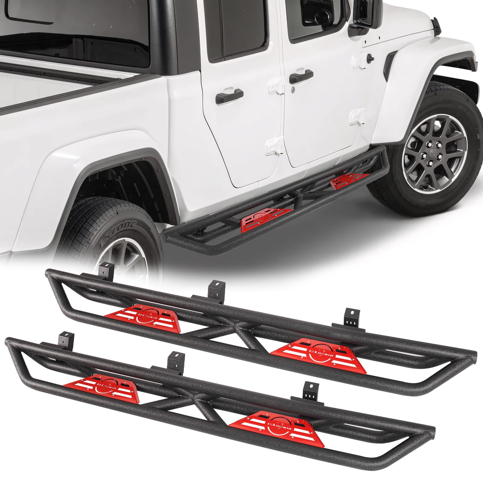 Rock Sliders Running Boards For 2020-2025 Jeep Gladiator JT - Black ...