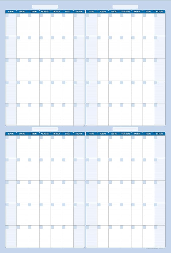 Amazon.com: Sky Blue, 36" x 24" 120-Day Vertical Wall Calendar - 4 ...