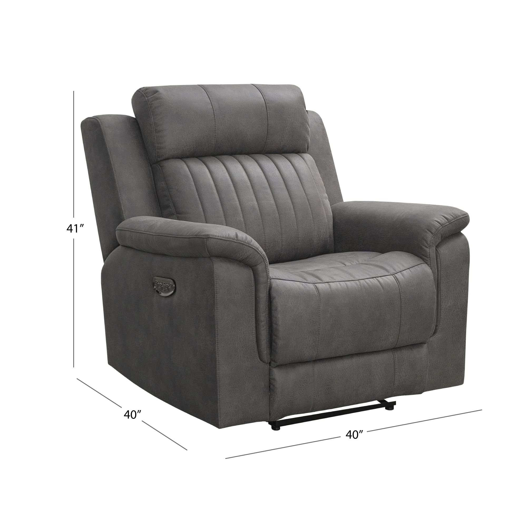 Abbyson Living Garcelle Fabric Power Recliner with Power Headrest, Gray