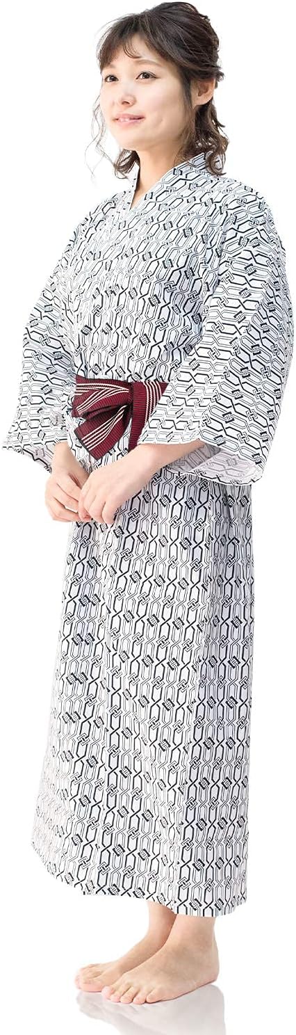 KYOETSU Women's Japanese Yukata Spa and Ryokan Robe 3-Piece Set (Yukata ...