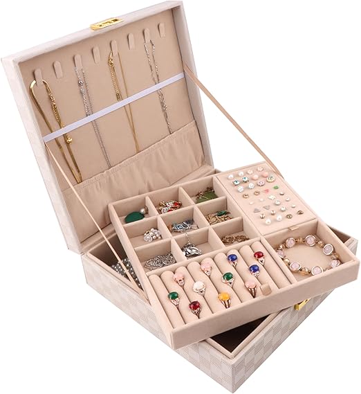 Amazon.com: Homeanda Jewelry Box Women's Large Jewelry Box 2 Layers ...