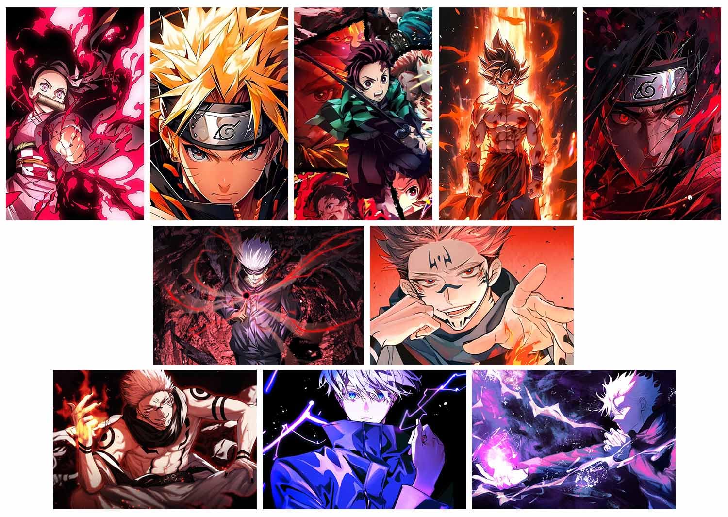 INKLICK Anime wall art Posters for home wall decoration (set of 10 ...