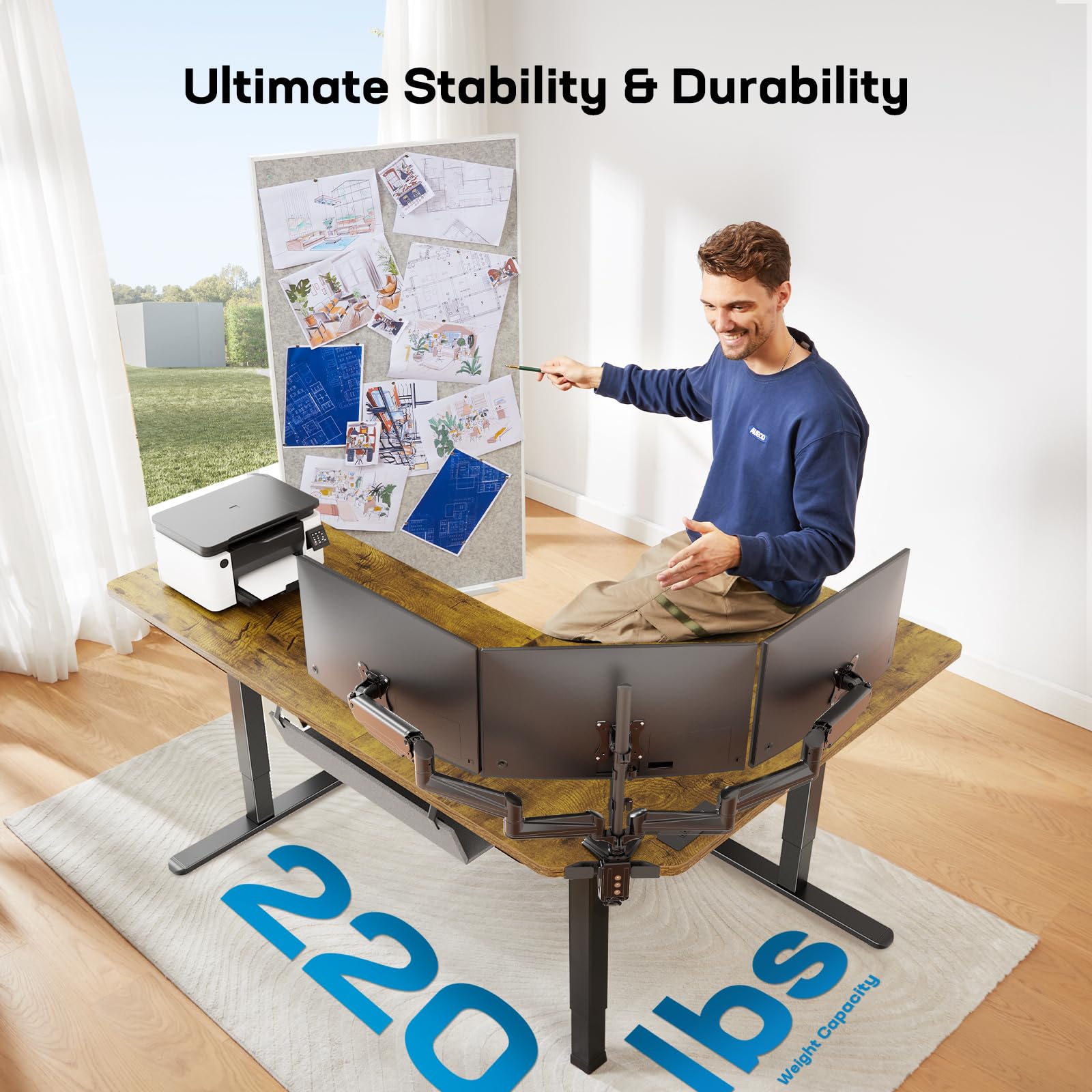 Snapklik.com : HUANUO 63 Dual Motor L-Shaped Standing Desk, Built-in ...