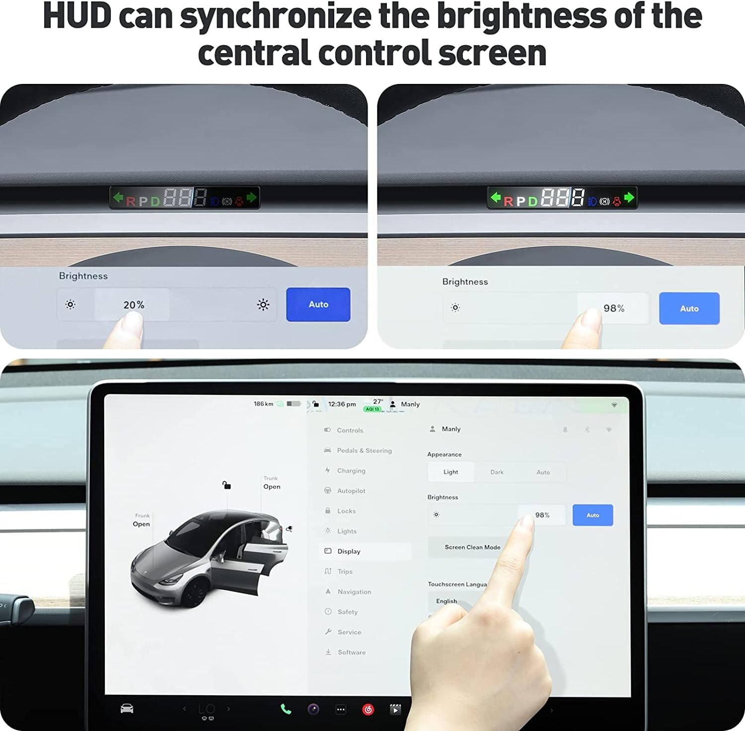 HUD para Tesla Model 3 y Model Y 2020 a 2022, pantalla frontal ...