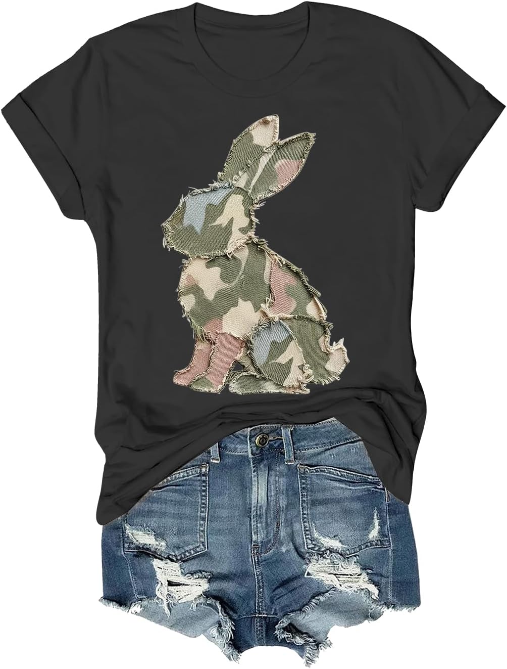 Amazon.com: Camo Easter Bunny Shirt Men Women Graphic Short Sleeve T ...