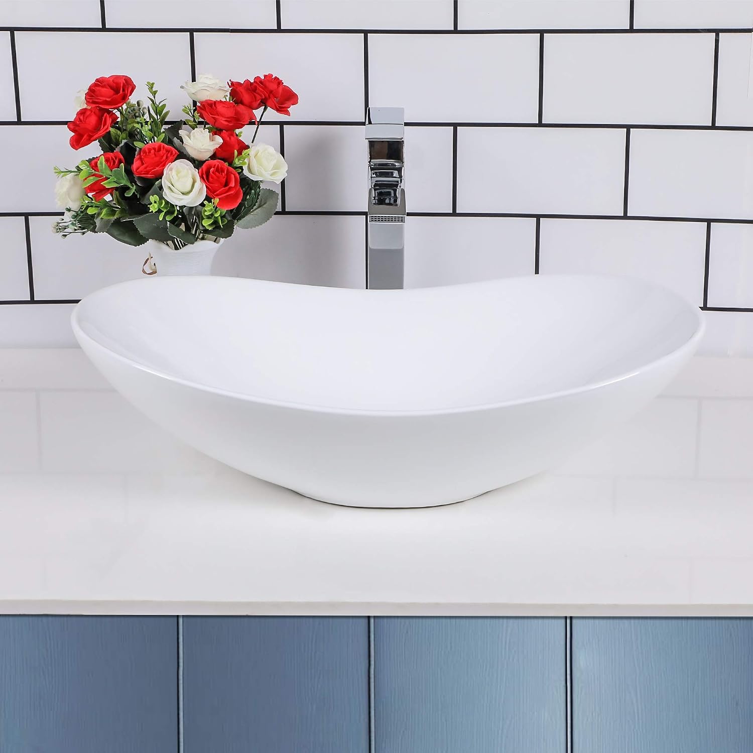 Boat Shape Vessel Sink - Kichae 24"x14"Modern Bathroom Boat Shape ...