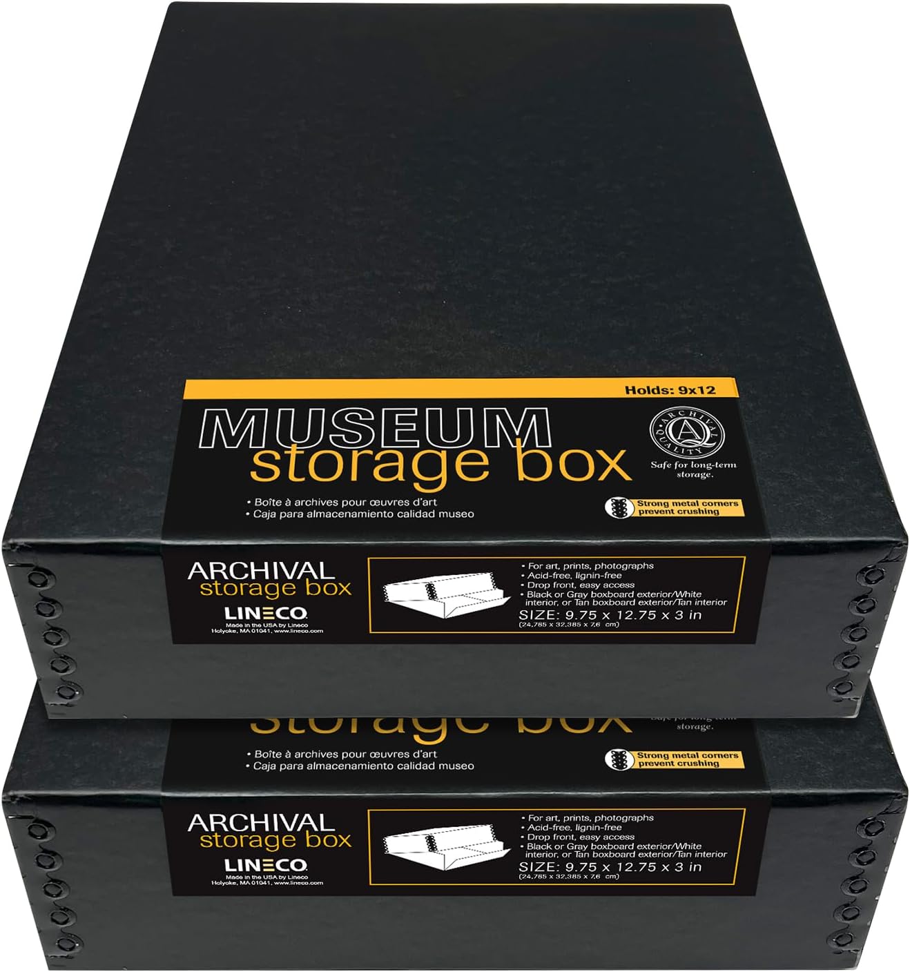 Amazon.com: Lineco Museum Archival Storage Box, 9.75x12.75x3 in. Drop ...