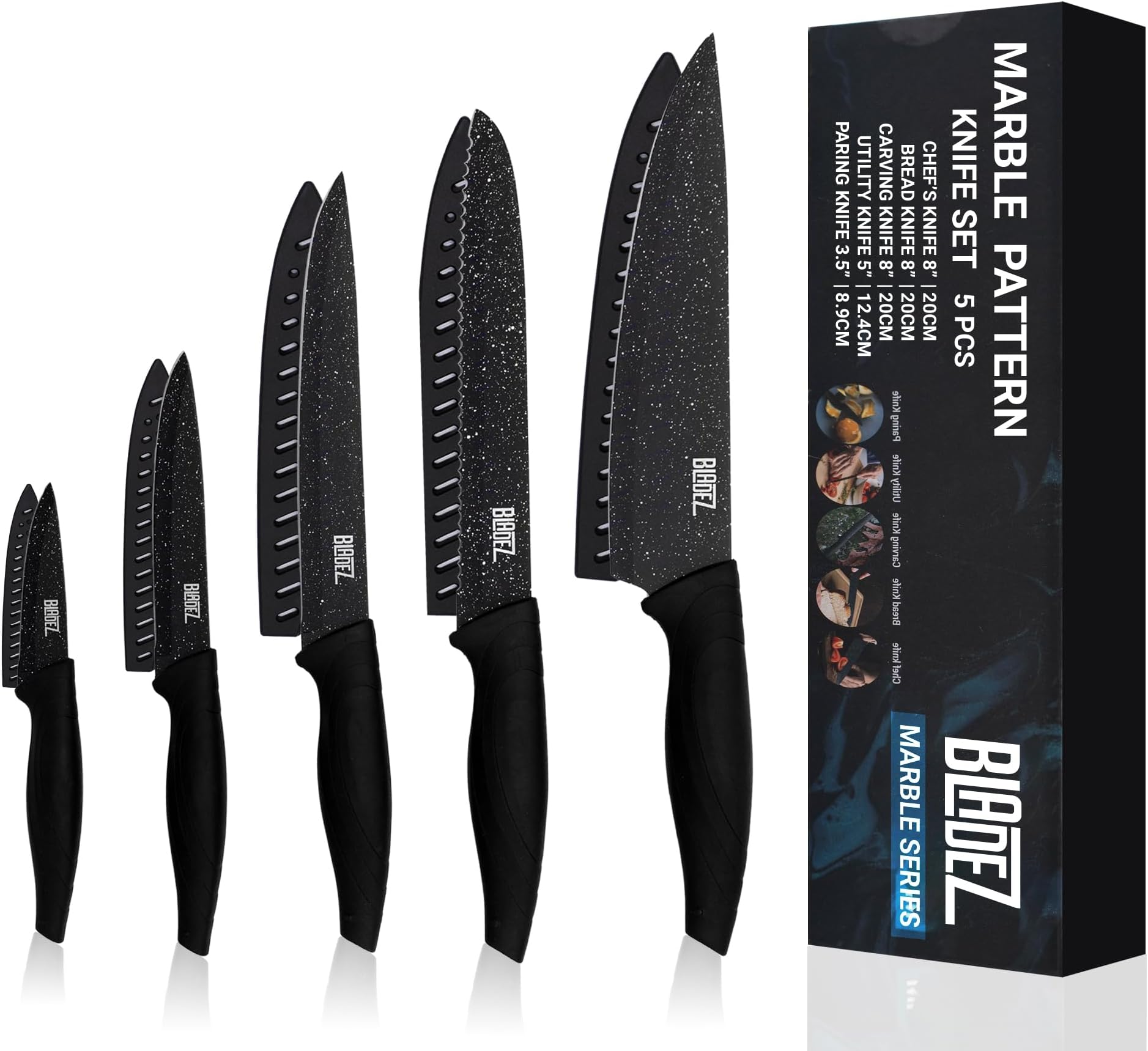 nuovva Sharp Kitchen Knife Set - Professional Kitchen Knives - 5 Pieces ...