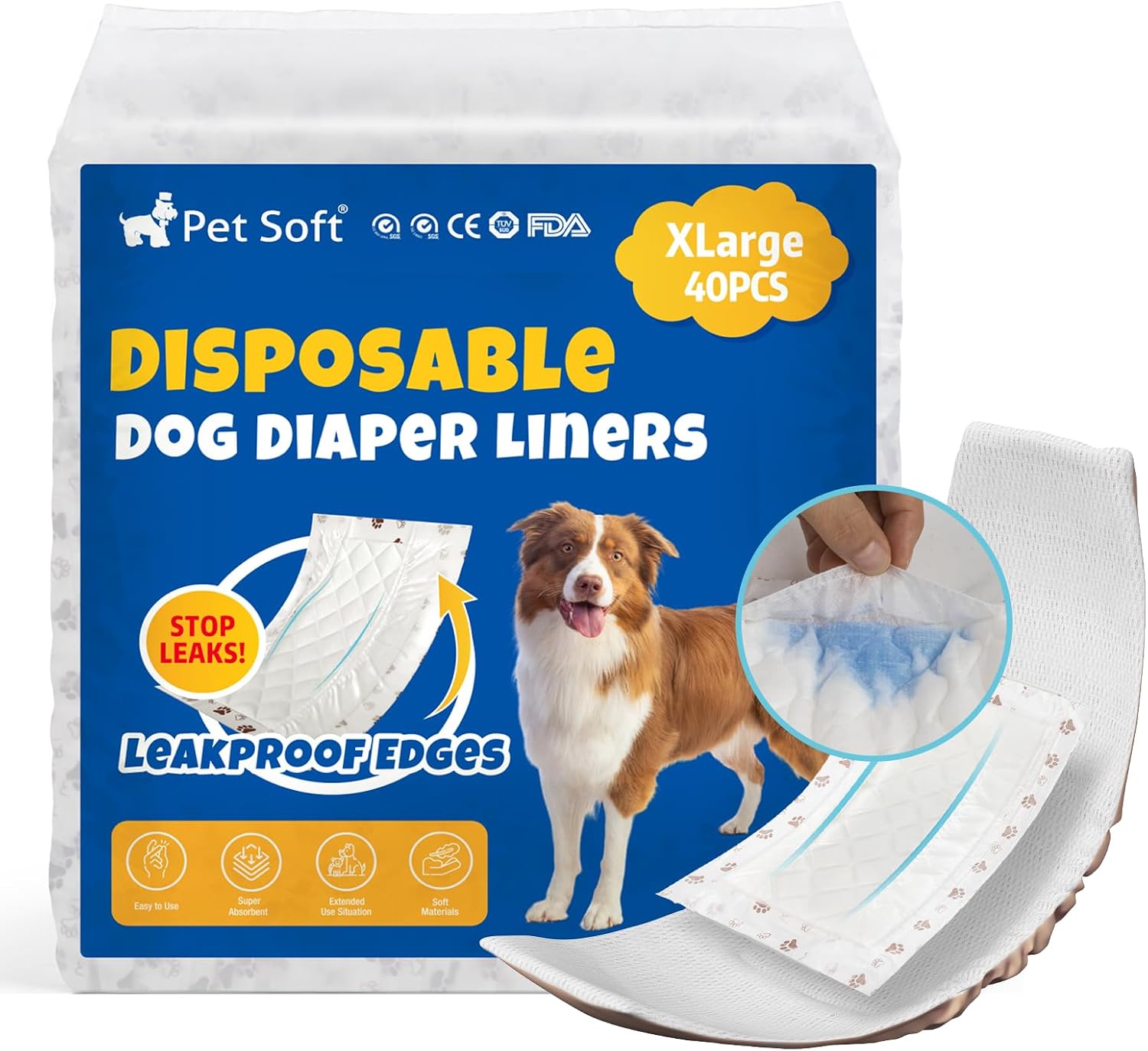 Amazon.com : Pet Soft Dog Diaper Liners - Disposable Diaper Pads Fit to ...