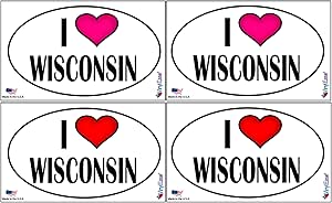 Amazon.com: I Love Wisconsin Decals | 4 Pack Durable and Waterproof ...