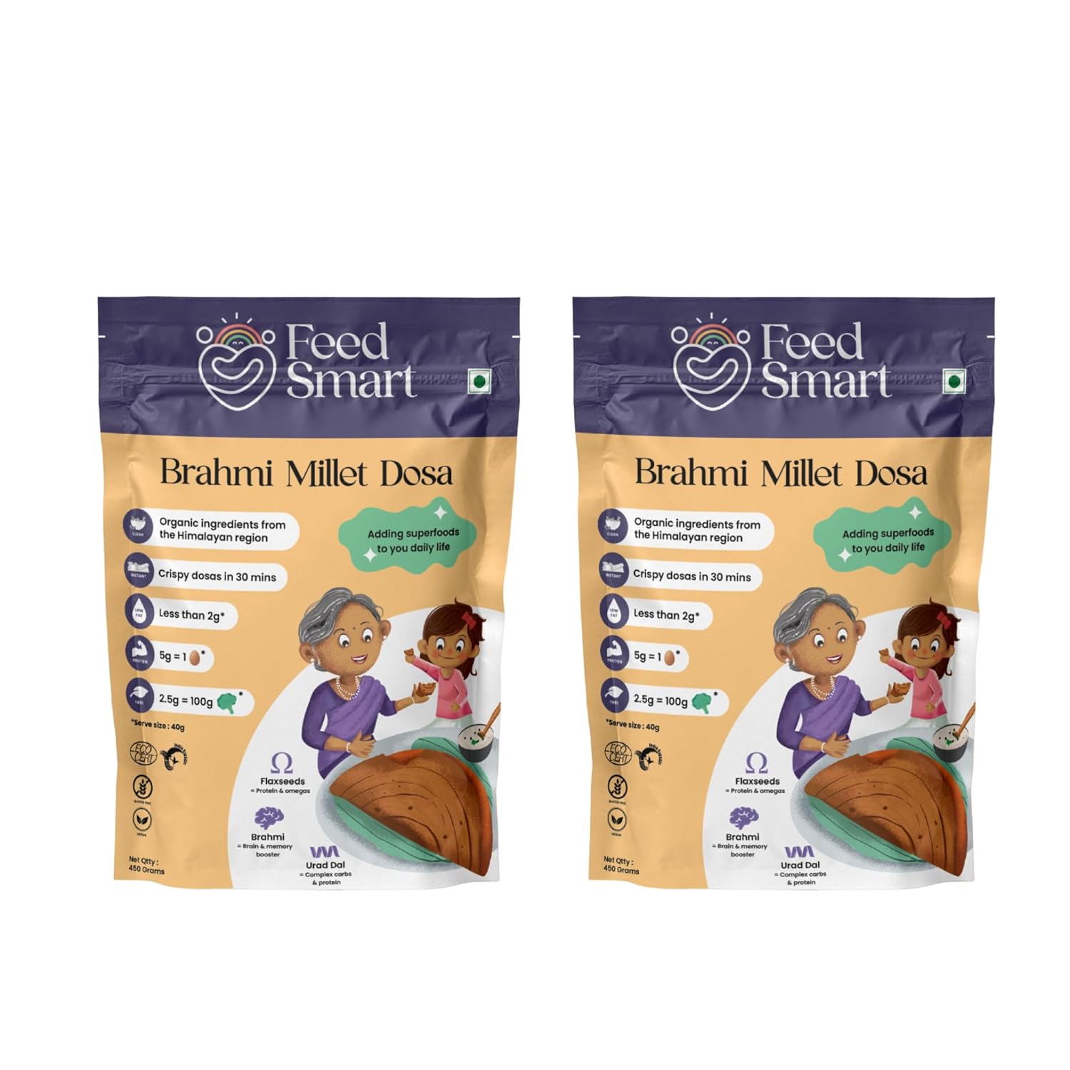 Feed Smart Instant Dosa Mix Batter Dry | Superfood Ingredients | Brahmi ...