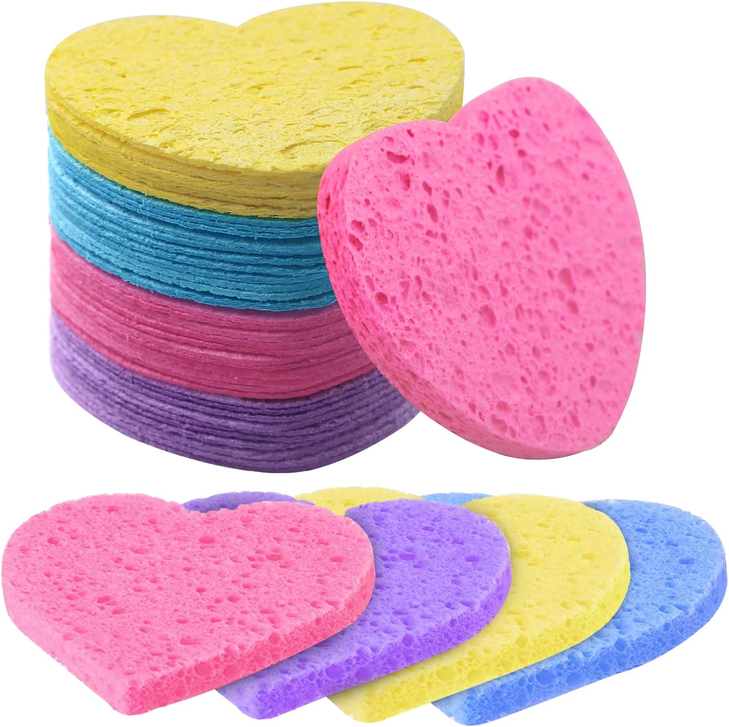 Amazon.com : Facial Sponges,50 Count Heart Shape Compressed Facial ...