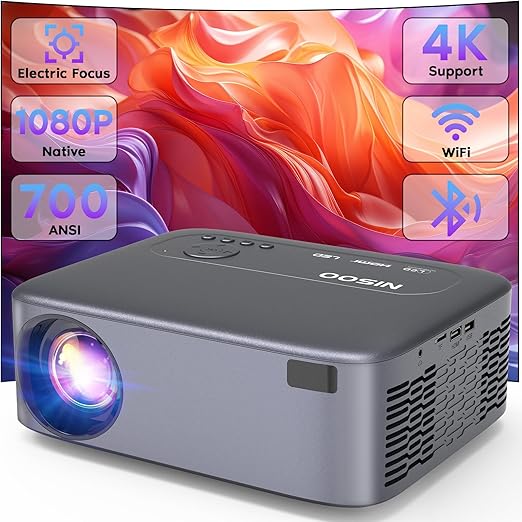 Amazon.com: 【Electric Focus】NISOO Native 1080P Projector, 4K Portable ...