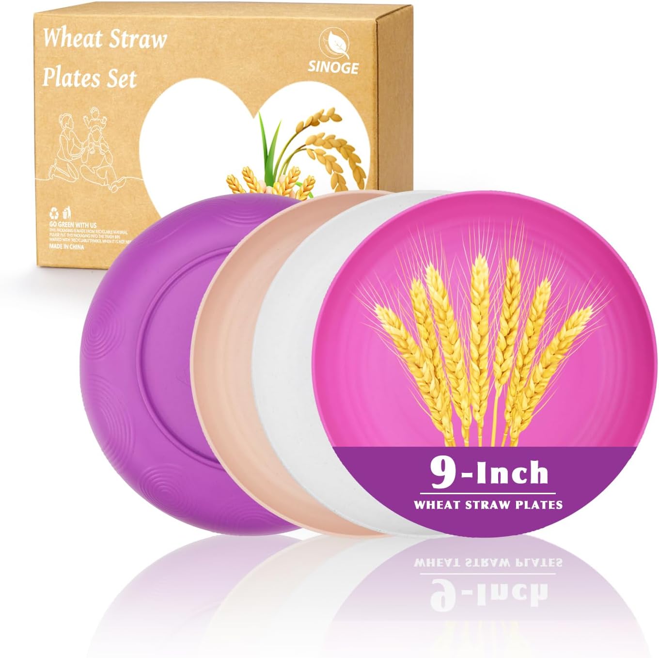 Amazon.com | Cptoion 5 Pack Wheat Straw Dinner Plates, 11 Inch ...