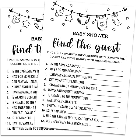 Amazon.com: Baby Shower Games, Find the Guest Baby Shower Game, Gender ...