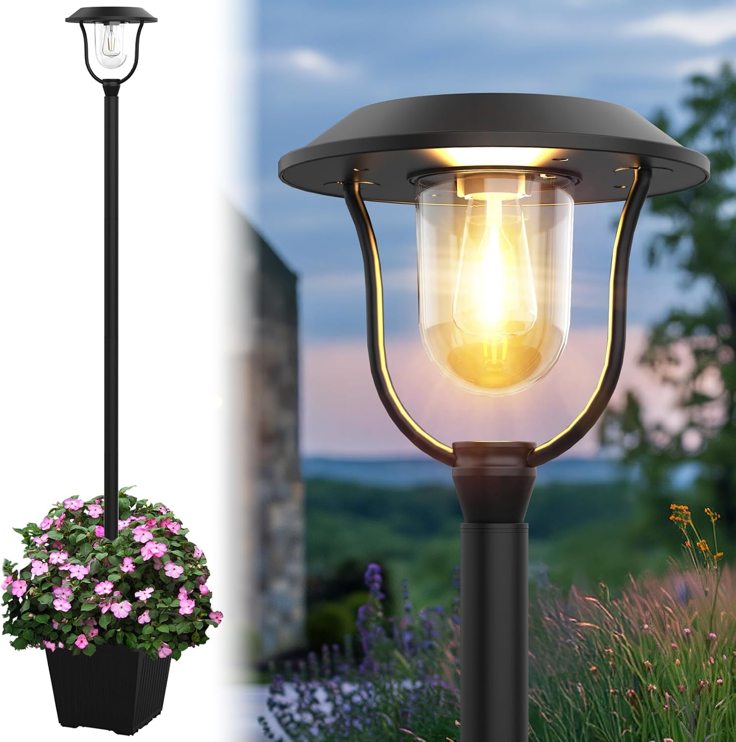 Icerona 75" Solar Outdoor Light Waterproof, Aluminum 100 Lumens Solar ...