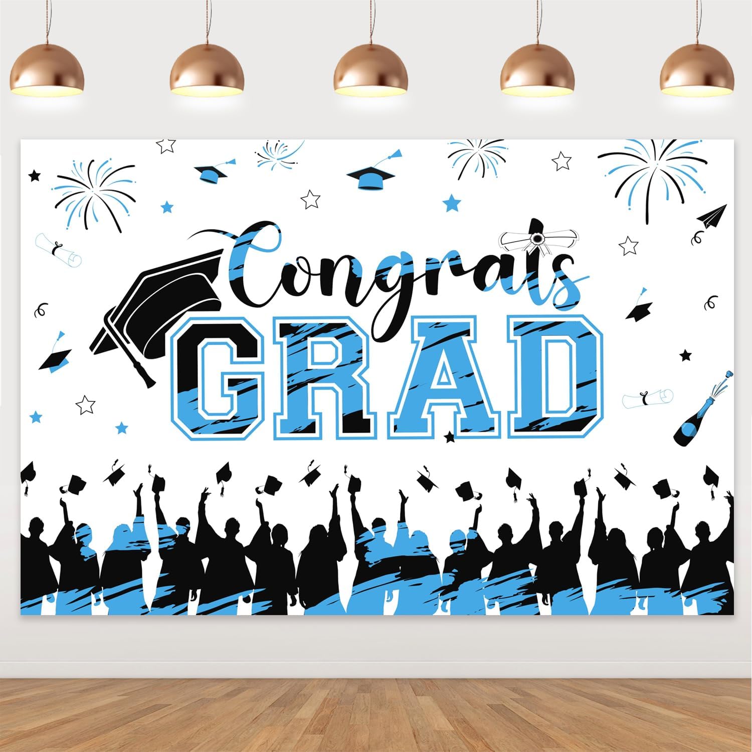 Amazon.com : 2025 Light Blue Congrats Grad Graduation Backdrop Glitter ...
