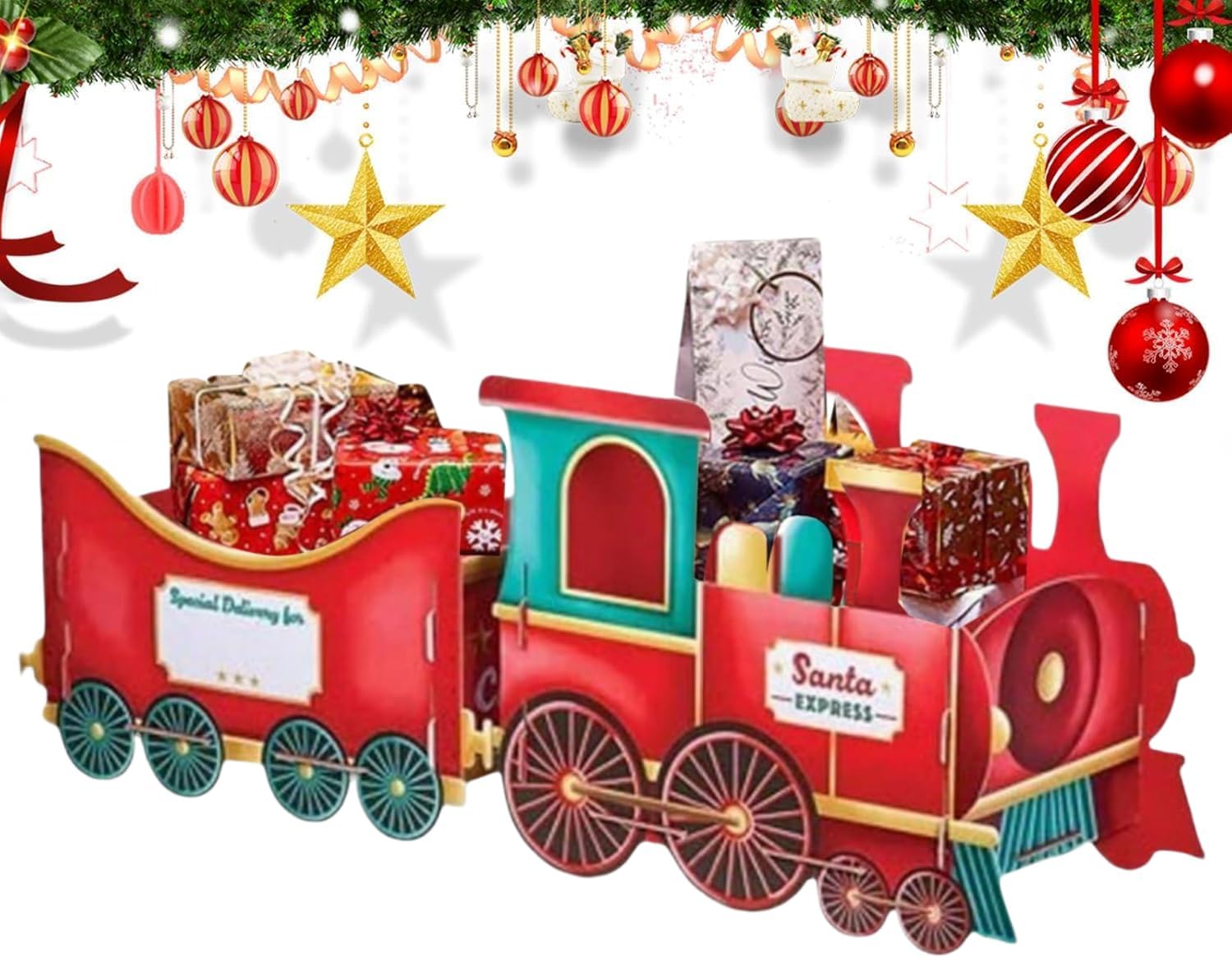 Amazon.com: Christmas Train Gift Box, Santas Gift Train for Presents ...