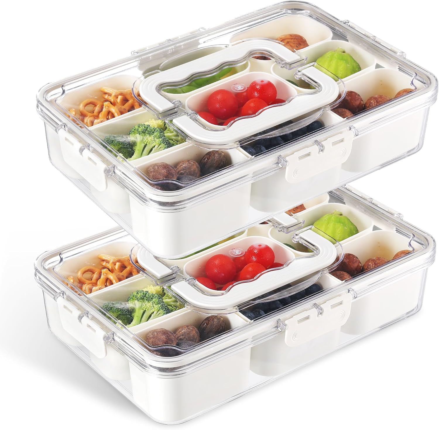 Amazon.com | SYNCVIBE 2 Pack Divided Serving Tray with Lid and Handle 9 ...