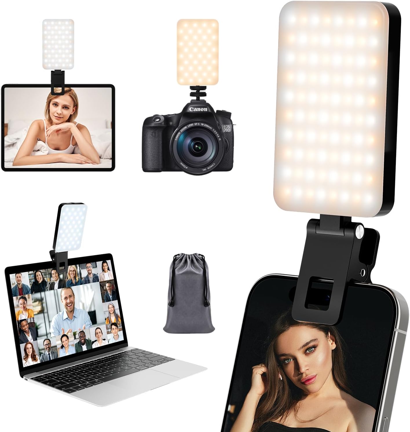 Amazon.com: OLRPT Selfie Light, Phone Light with Front & Back Clip, 60 ...