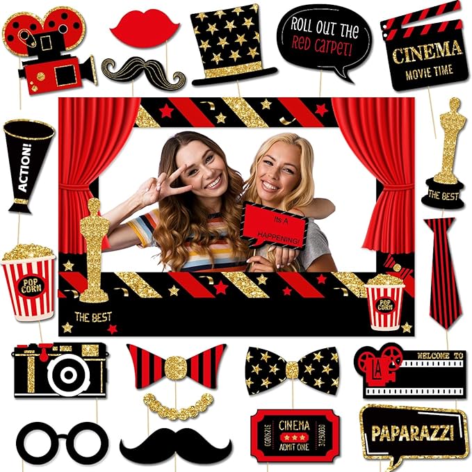 Amazon.com: Movie Night Theme Party Decorations Now Showing Photo Booth ...