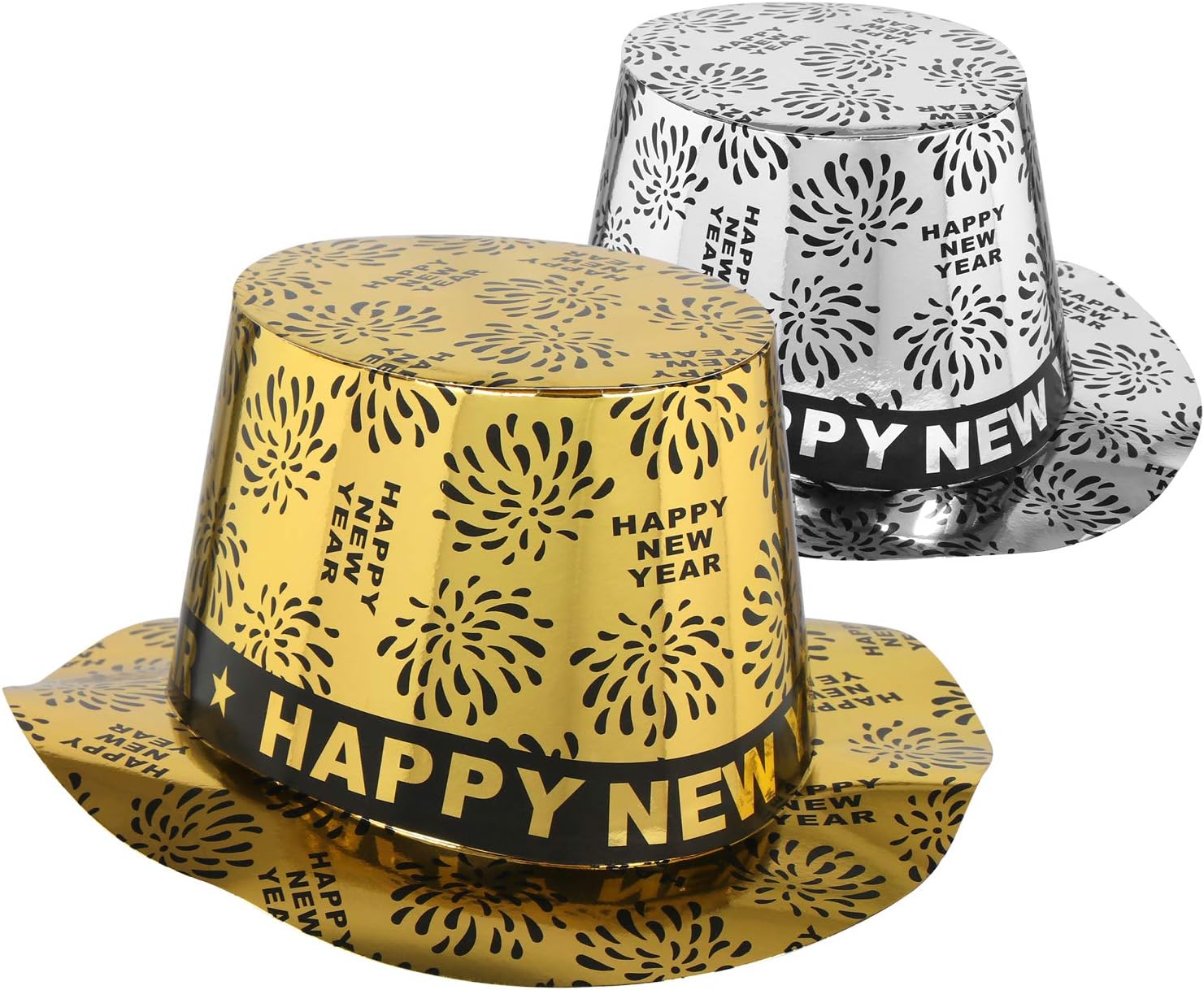 com-four® 2x New Year's Eve party hat - cylinder Happy New Year for New ...