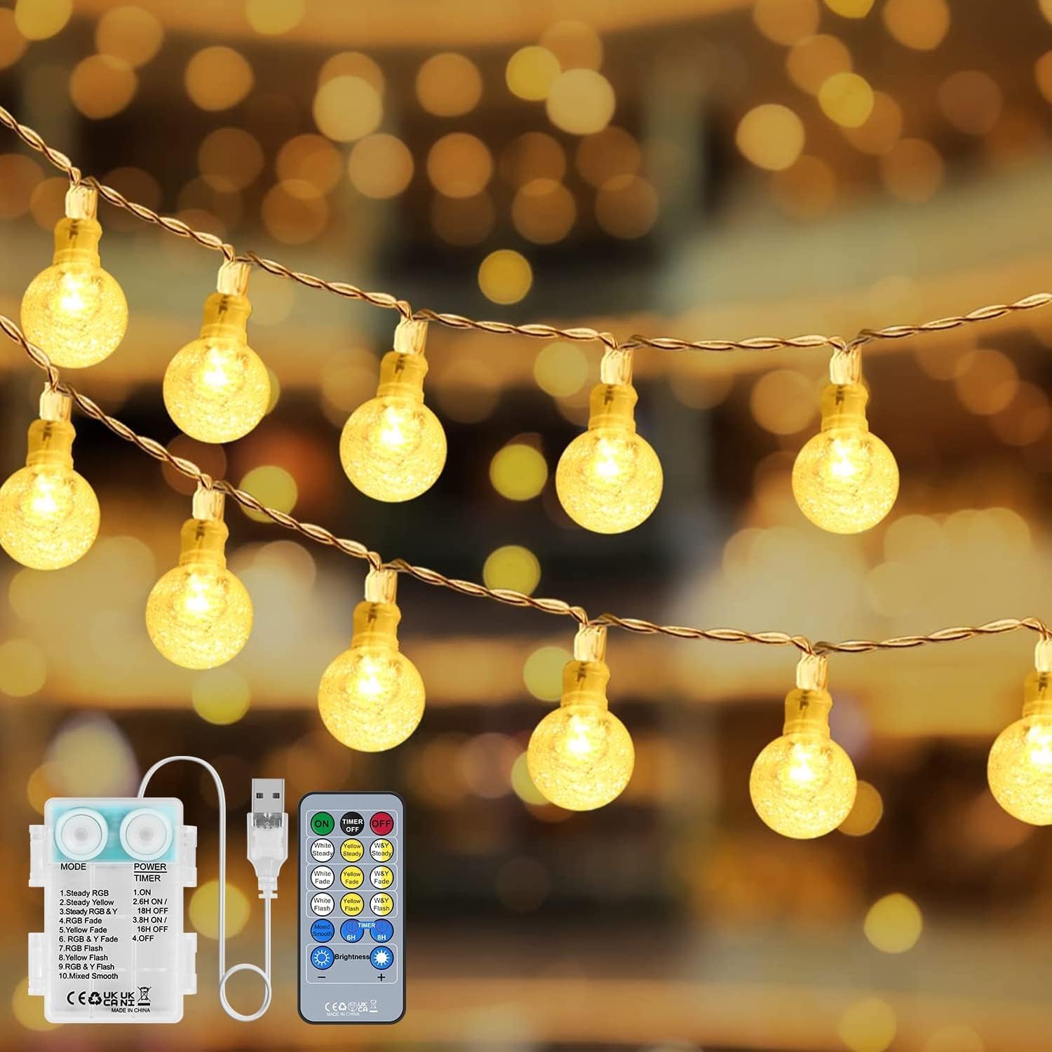 Amazon.com: Higoro String Lights Battery Powered, 59ft 100 LED USB ...