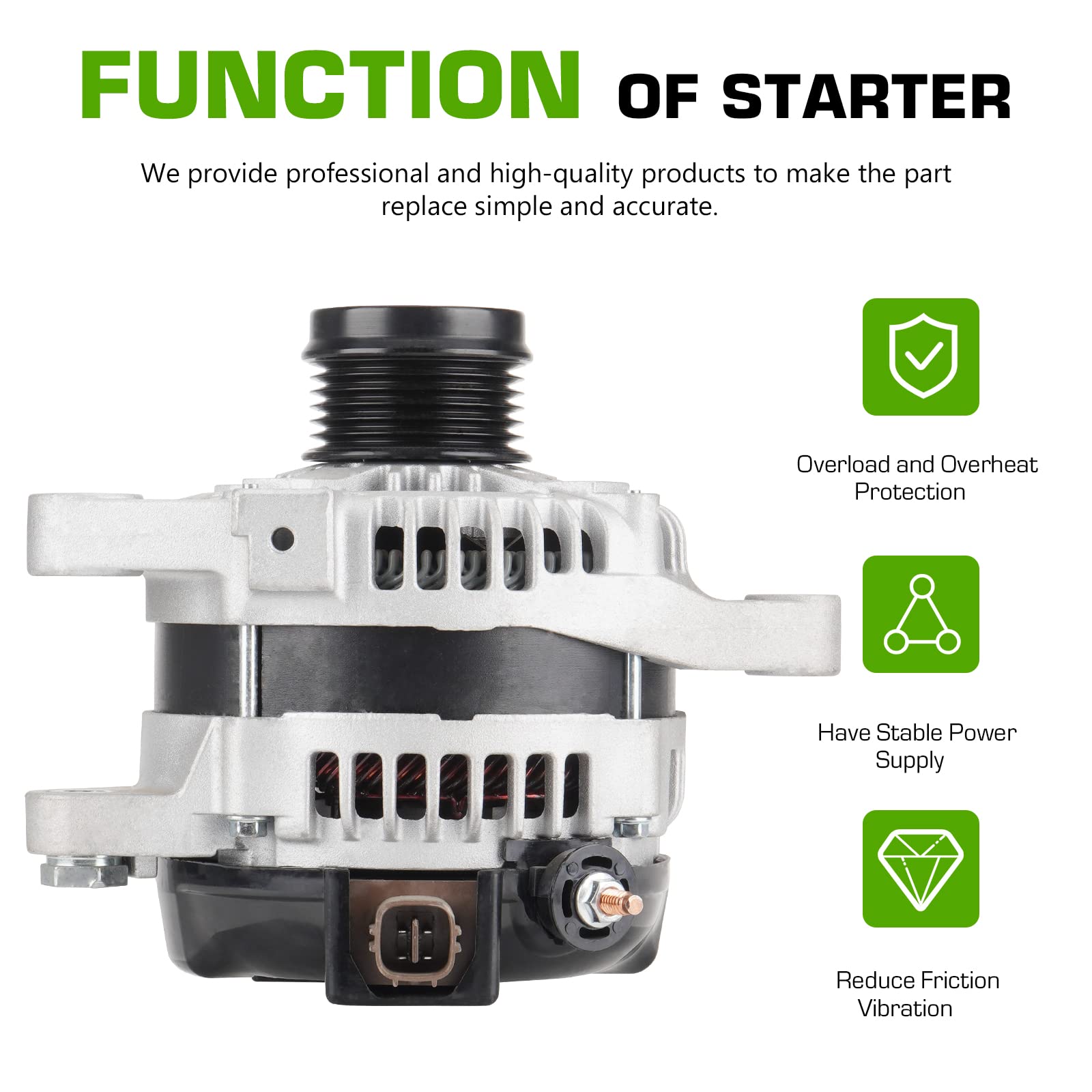 Alternator 11385 Compatible with 2009-2013 Toyota Corolla 1.8L 2009 ...