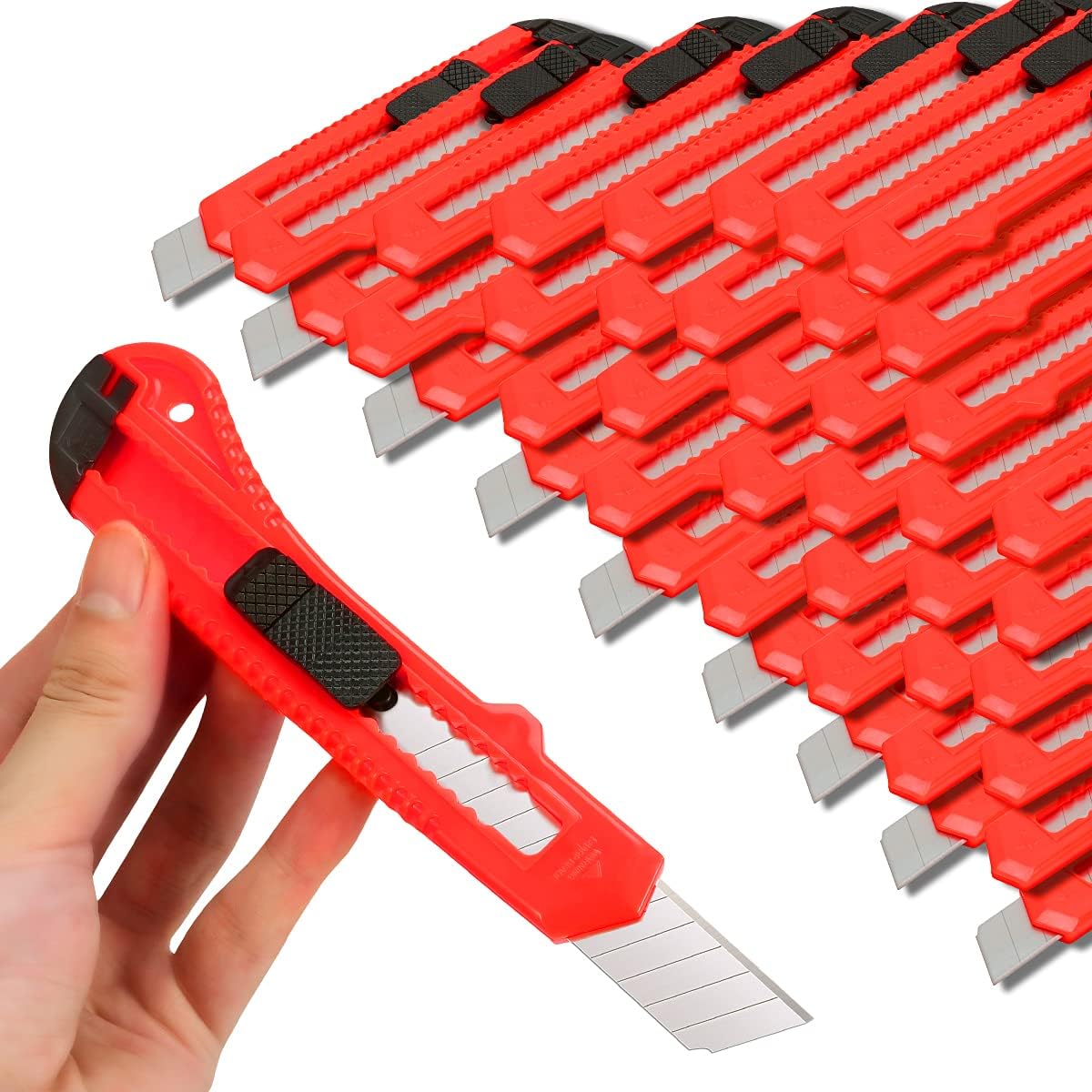 30Pack Utility Knife Box Cutters (18mm Wide Blade Cutter) Retractable ...